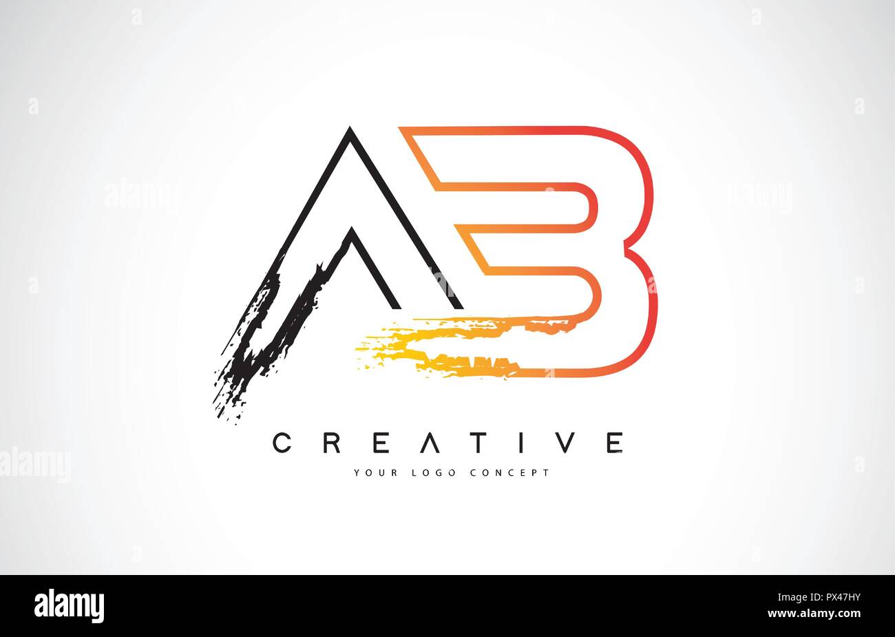 AB Creative Modern Logo Design Vetor with Orange and Black Colors ...