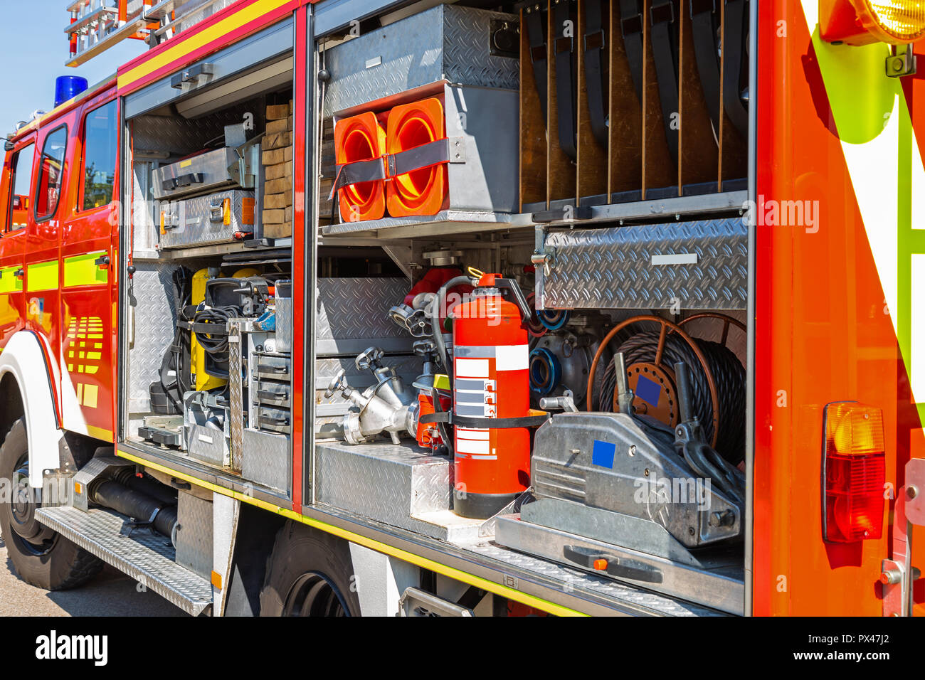 Interior view of a german fire truck Stock Photo - Alamy