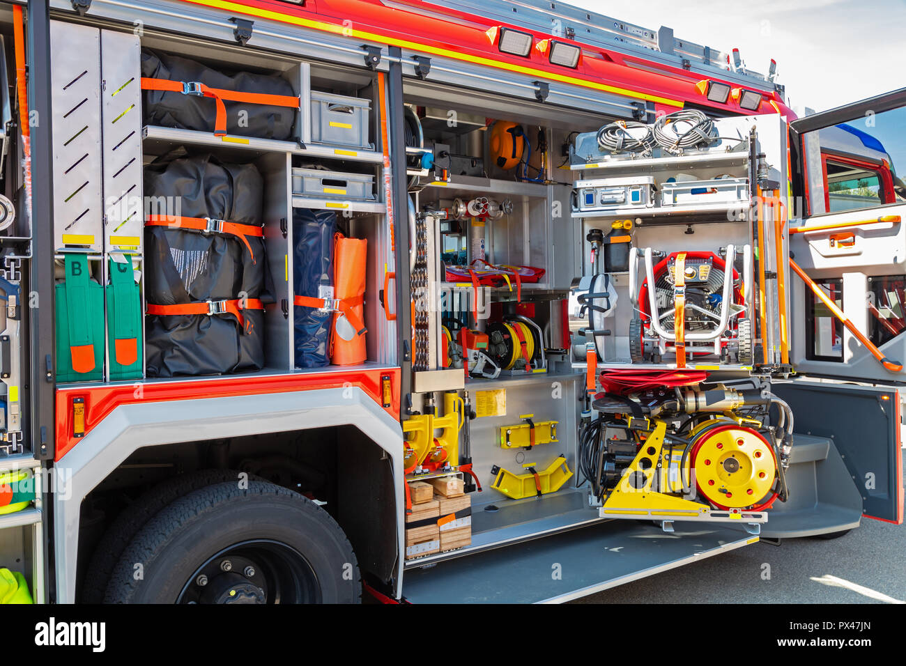 Interior view of a german fire truck Stock Photo - Alamy