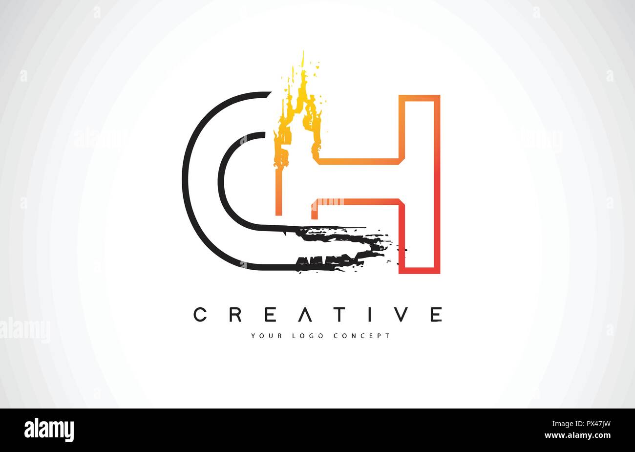 CH Creative Modern Logo Design Vetor with Orange and Black Colors ...