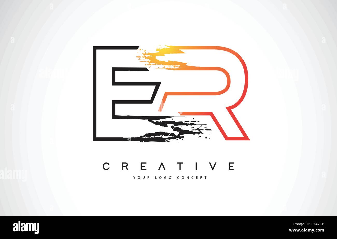 ER Creative Modern Logo Design Vetor with Orange and Black Colors ...