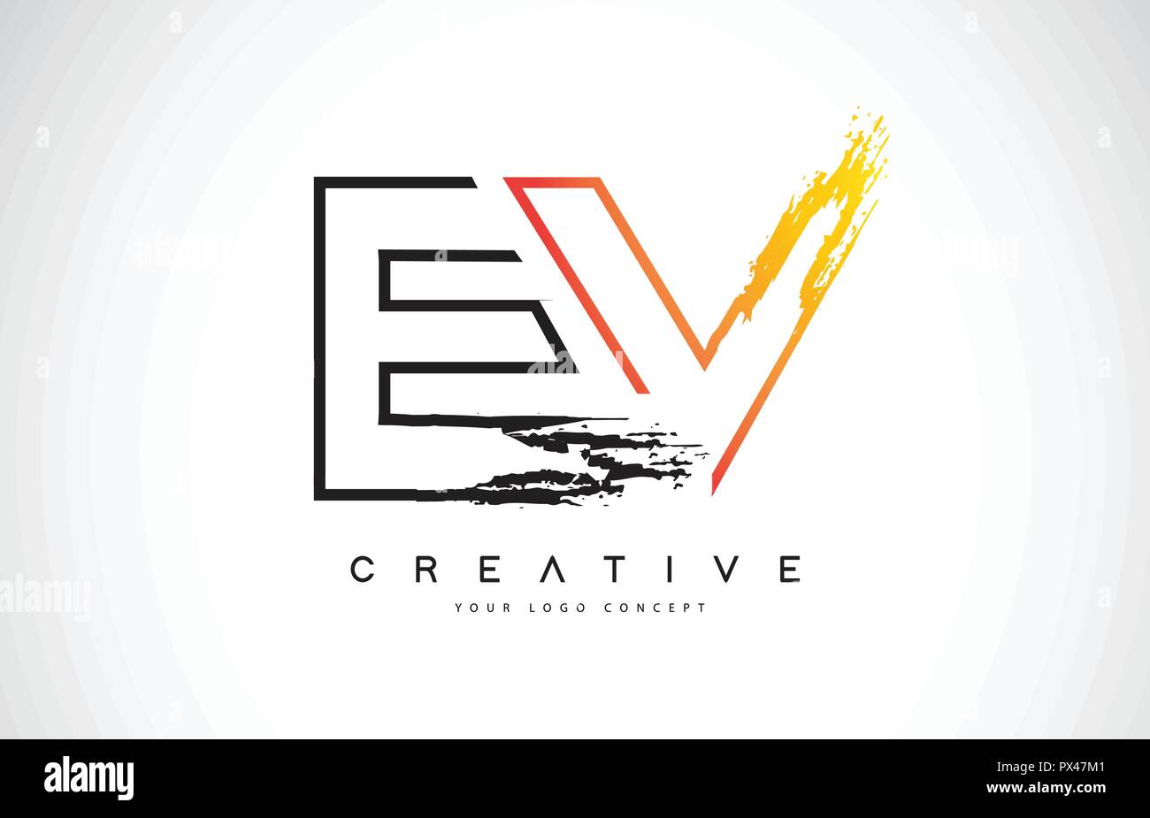 EV Creative Modern Logo Design Vetor with Orange and Black Colors ...