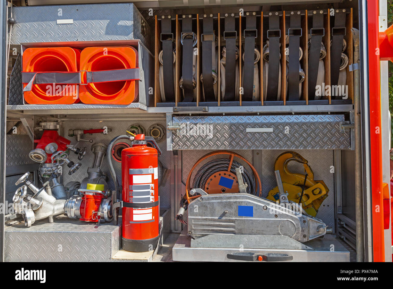 Interior view of a german fire truck Stock Photo - Alamy