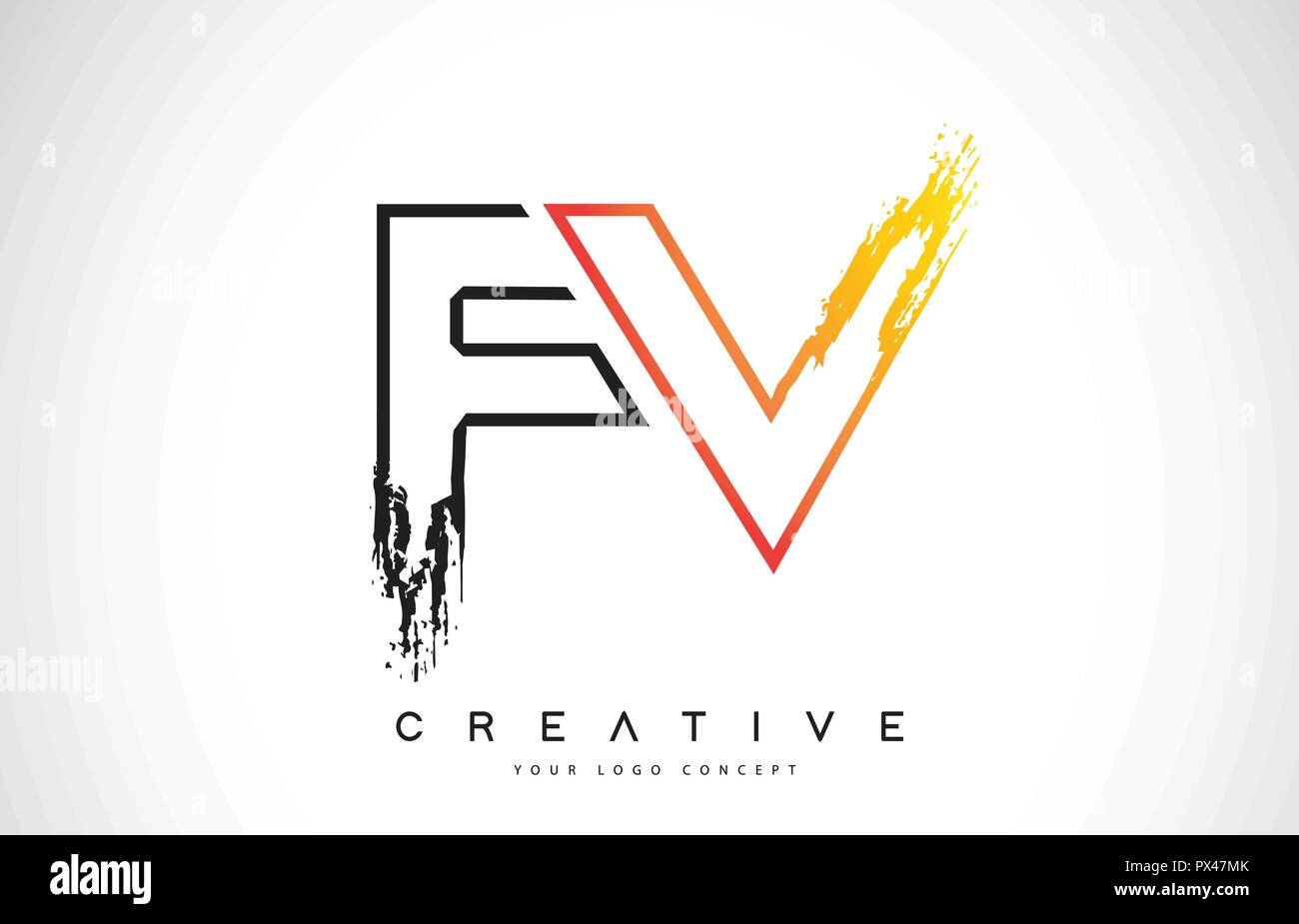 FV Creative Modern Logo Design Vetor with Orange and Black Colors ...