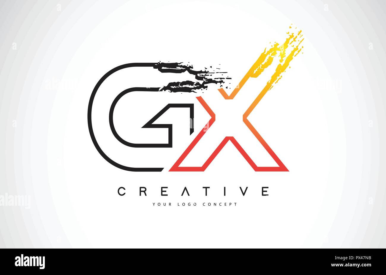 GX Creative Modern Logo Design Vetor with Orange and Black Colors ...