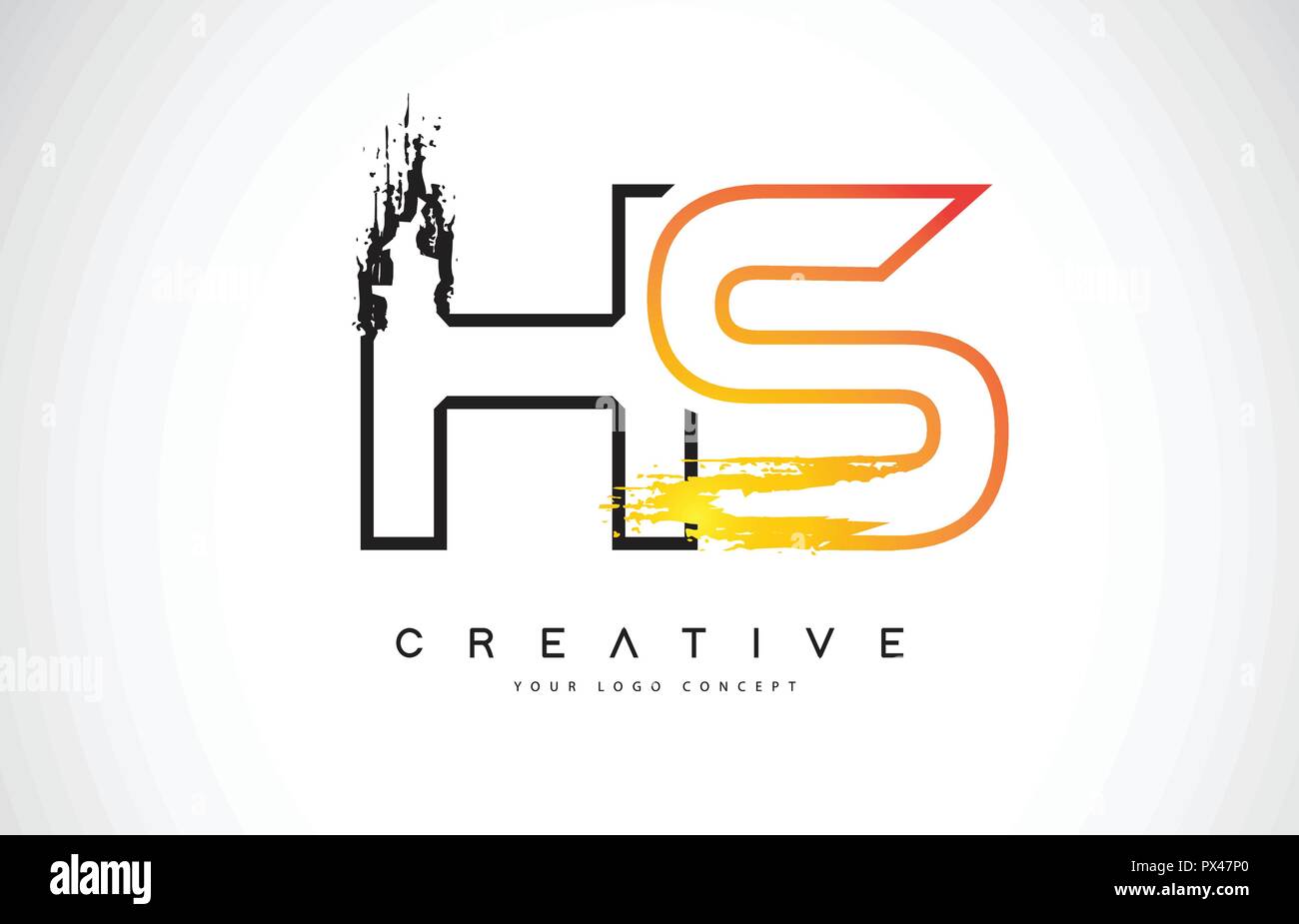 HS Creative Modern Logo Design Vetor with Orange and Black Colors ...