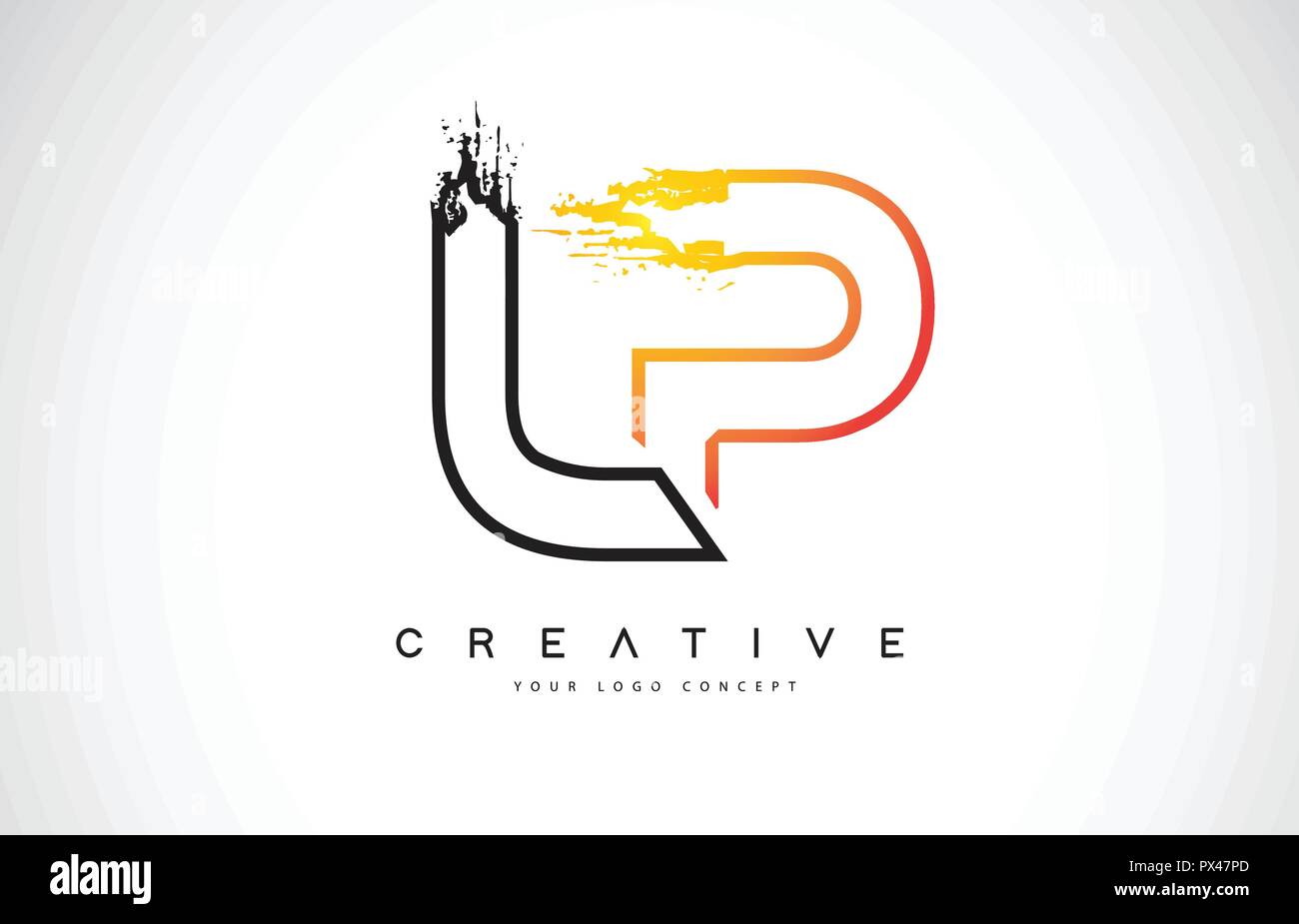 LP Creative Modern Logo Design Vetor with Orange and Black Colors ...
