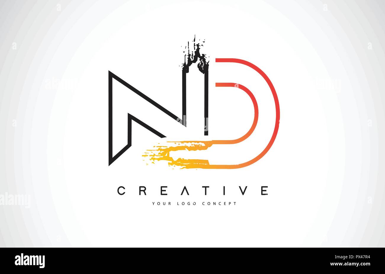 ND N D Creative Modern Logo Design Vetor with Orange and Black Colors ...