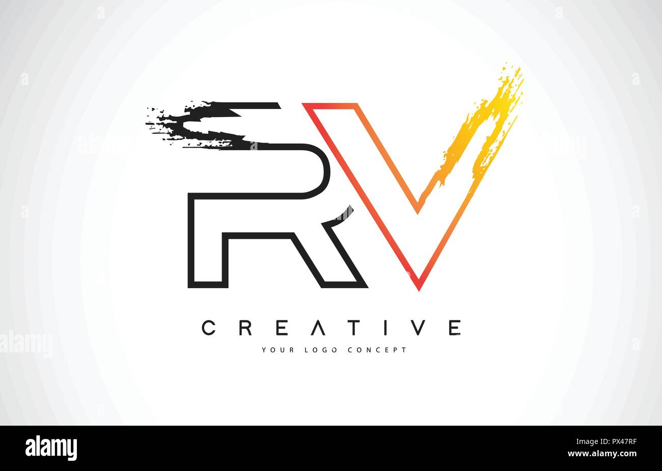 RV R V Creative Modern Logo Design Vetor with Orange and Black Colors ...