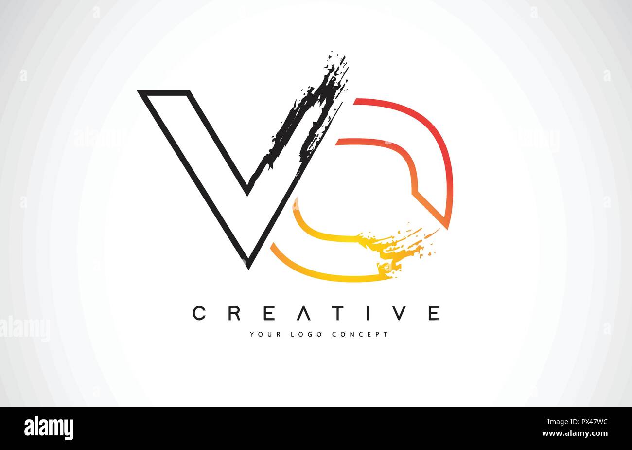 VO Creative Modern Logo Design Vetor with Orange and Black Colors ...