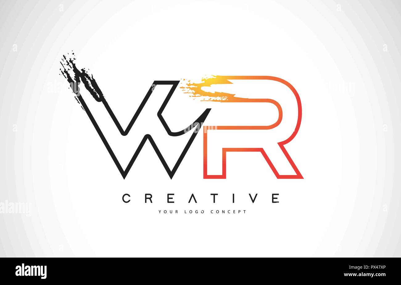 WR Creative Modern Logo Design Vetor with Orange and Black Colors ...