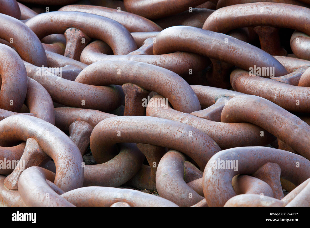 large rusty metal chains for the utilization in industry Stock Photo ...