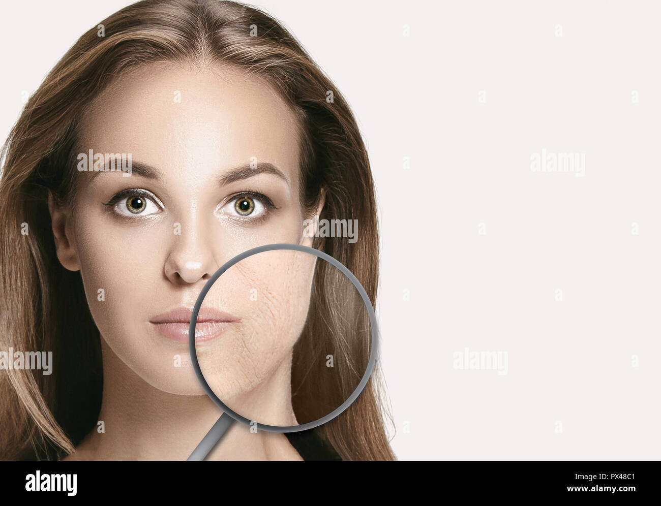 The beauty, aging, people, skincare and health concept - beautiful ...