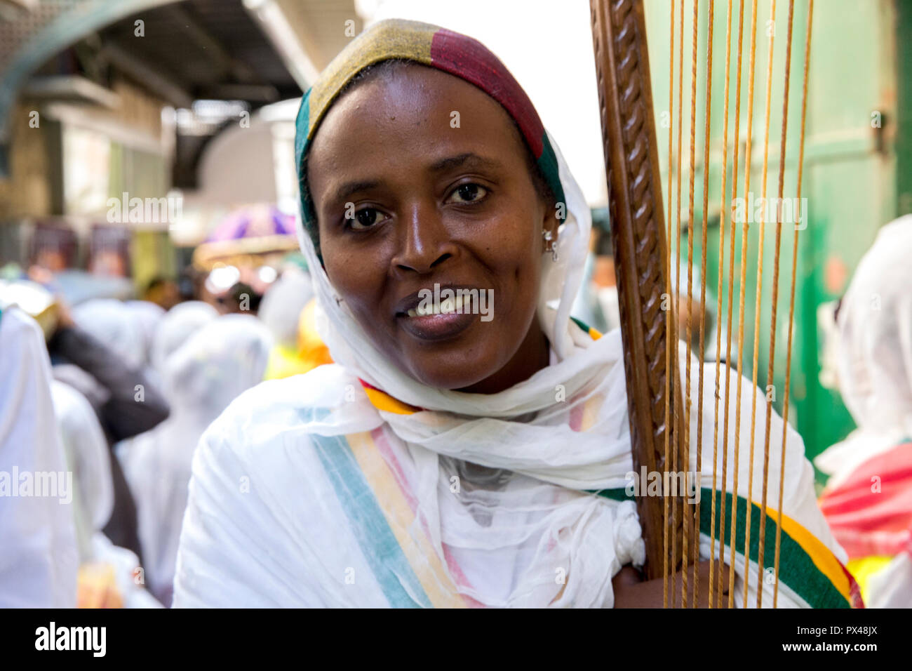 Good Friday coptic Ethiopian christian procession on the Via Dolorosa ...
