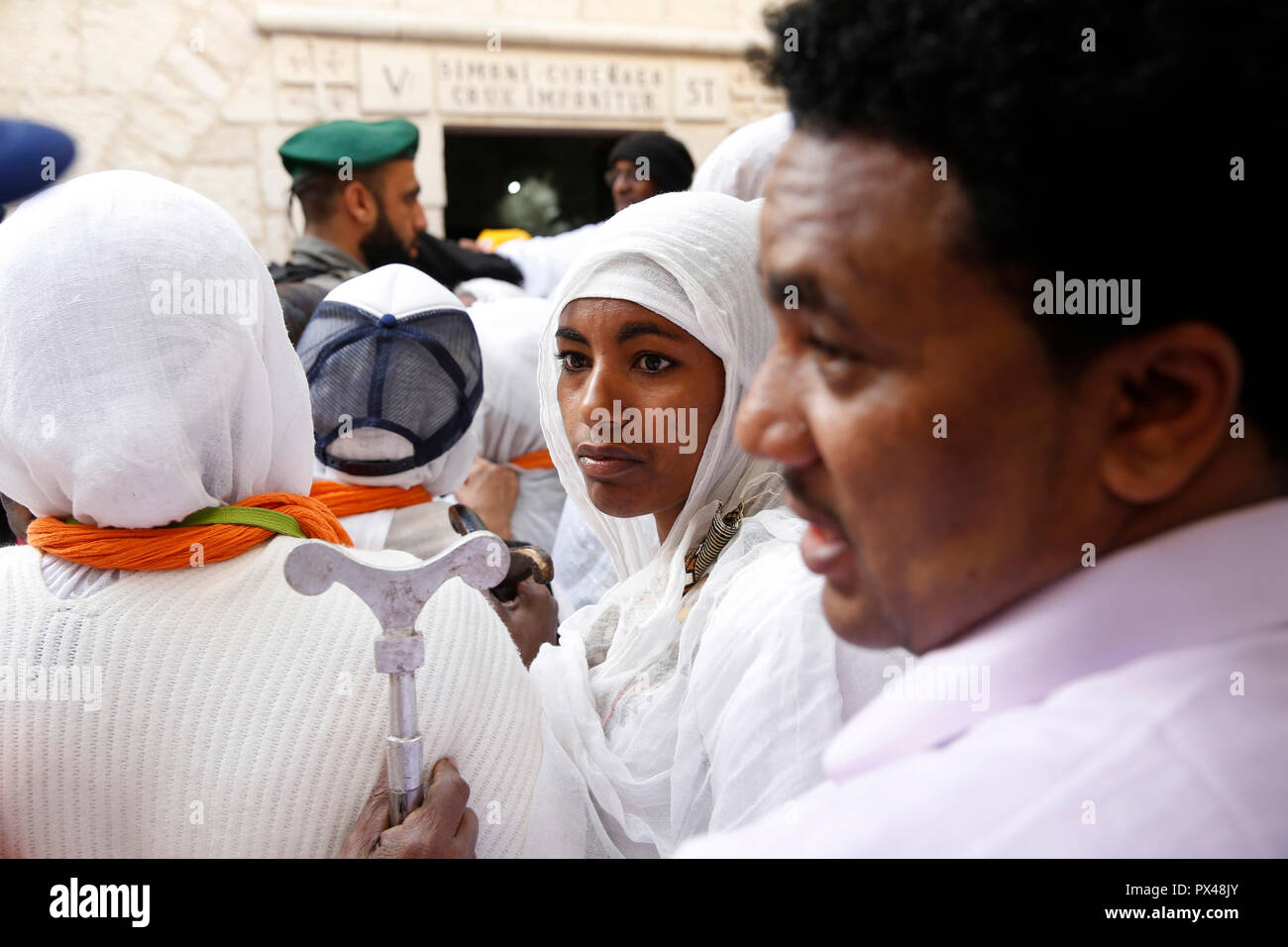 Good Friday coptic Ethiopian christian procession on the Via Dolorosa ...