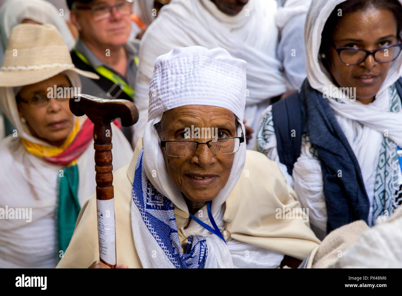 Good Friday coptic Ethiopian christian procession on the Via Dolorosa ...