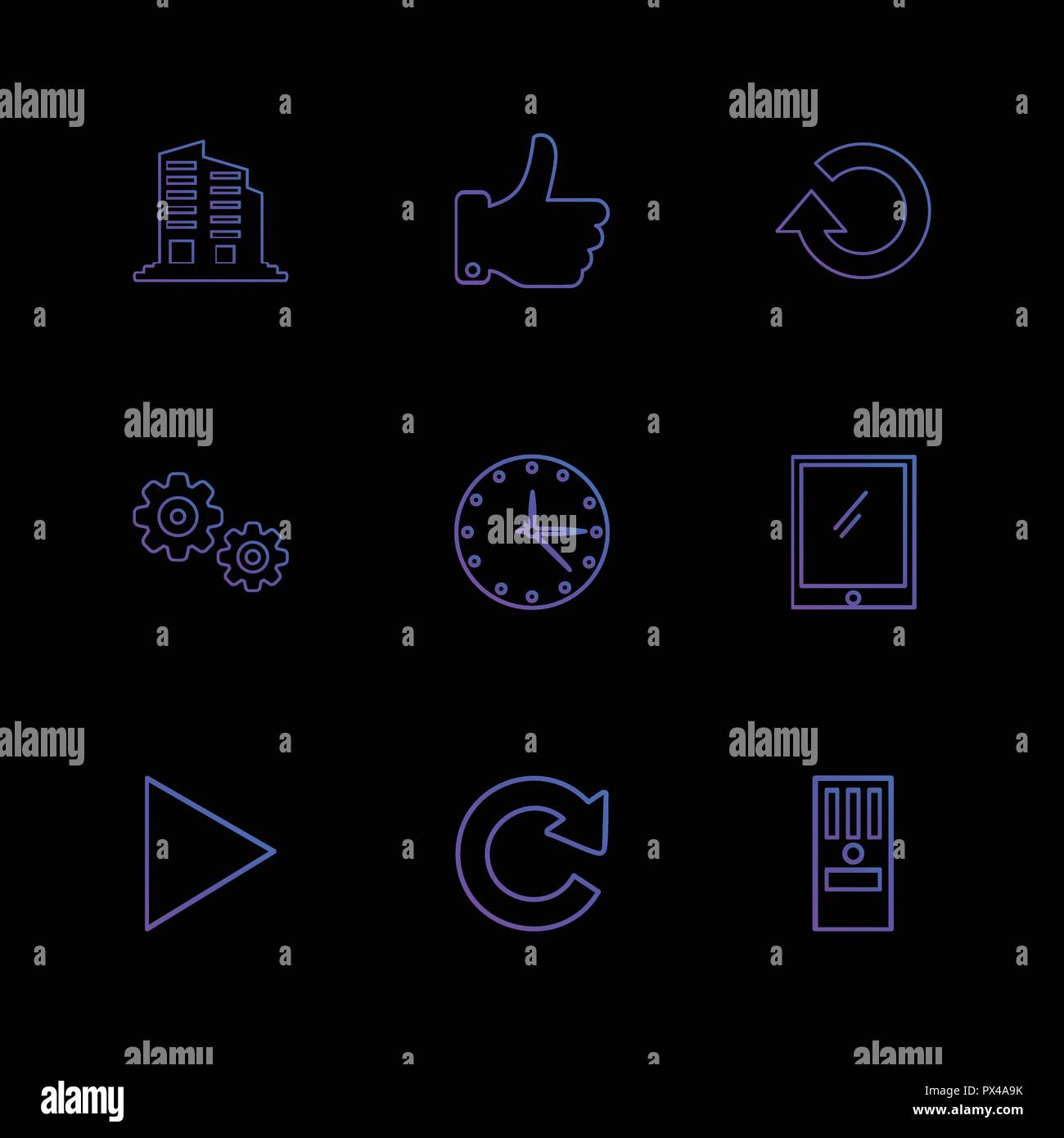 building ,like, reset ,tablet , cpu , clock , setting , gear , play ...