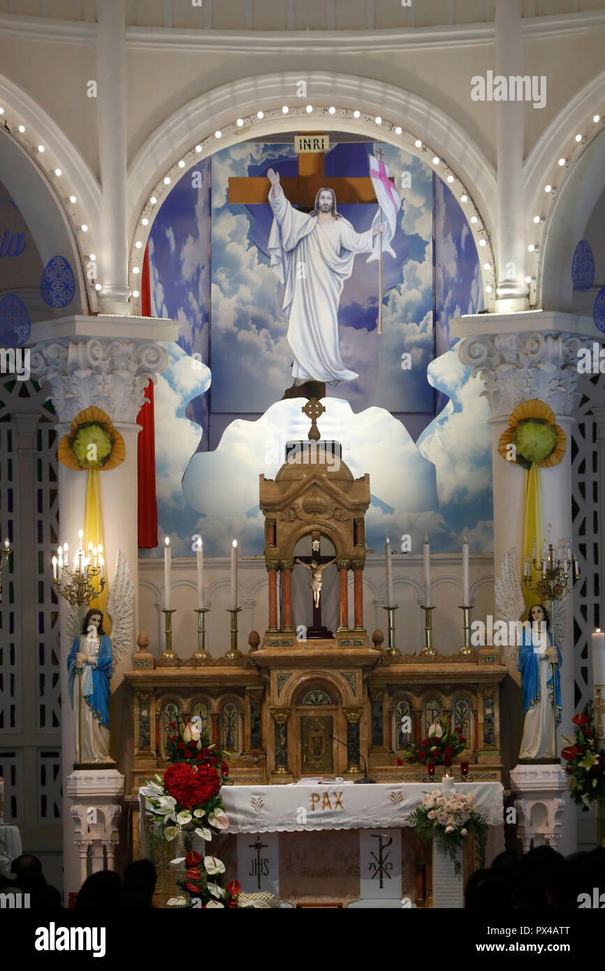 Church of the Sacred Heart of Jesus ( Nha Tho Tan Dinh ). Catholic mass ...