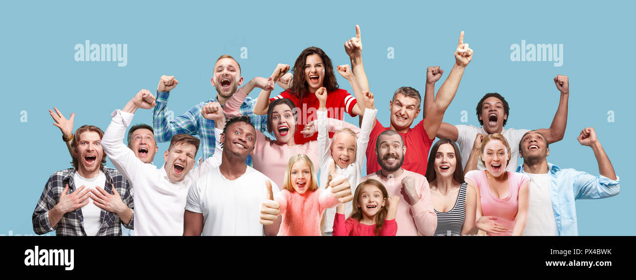Collage of winning success happy men and women celebrating being a ...