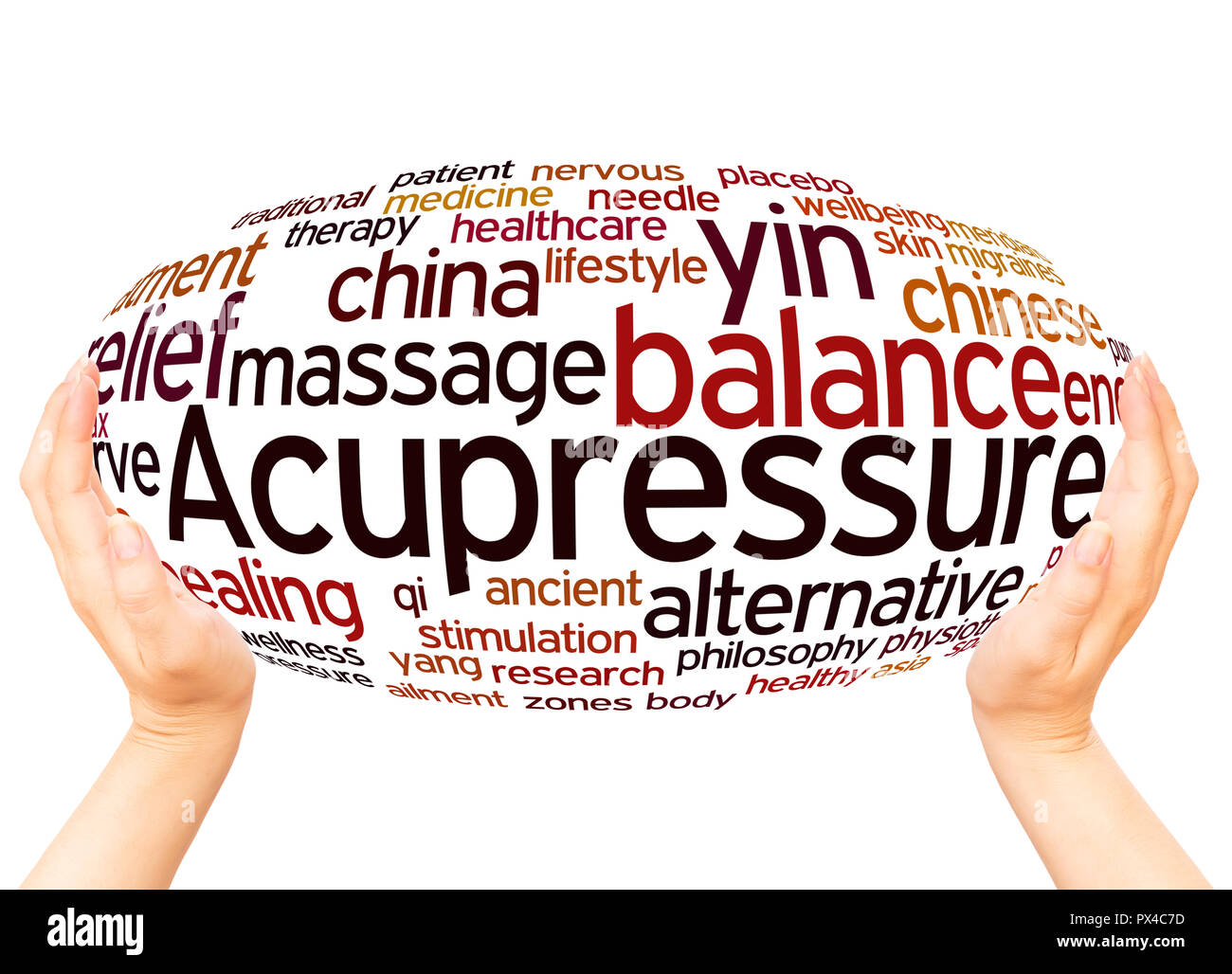 Acupressure word cloud hand sphere concept on white background Stock ...