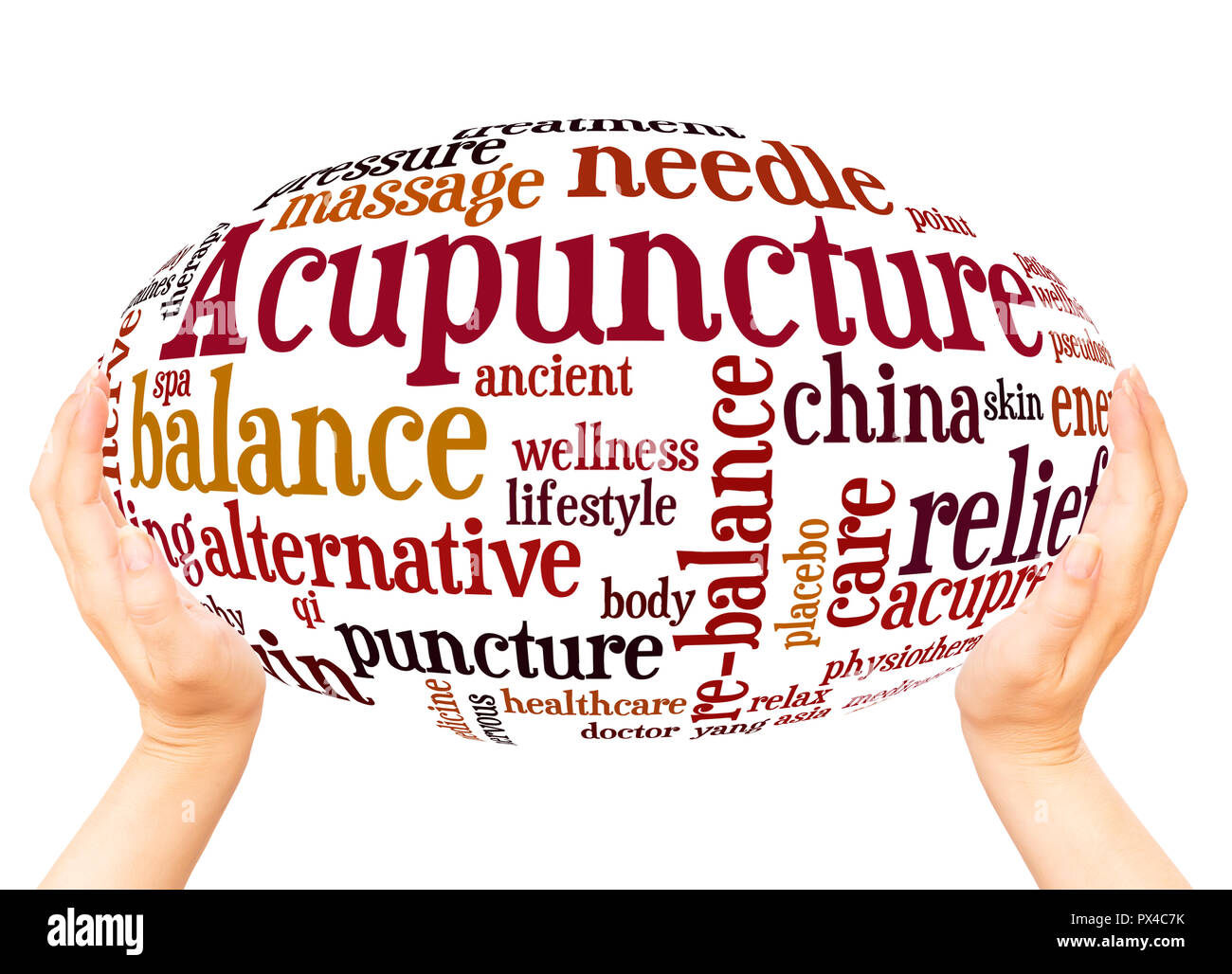 Acupuncture word cloud hand sphere concept on white background Stock ...