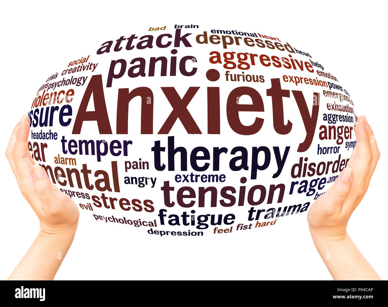 Anxiety word cloud hand sphere concept on white background Stock Photo ...