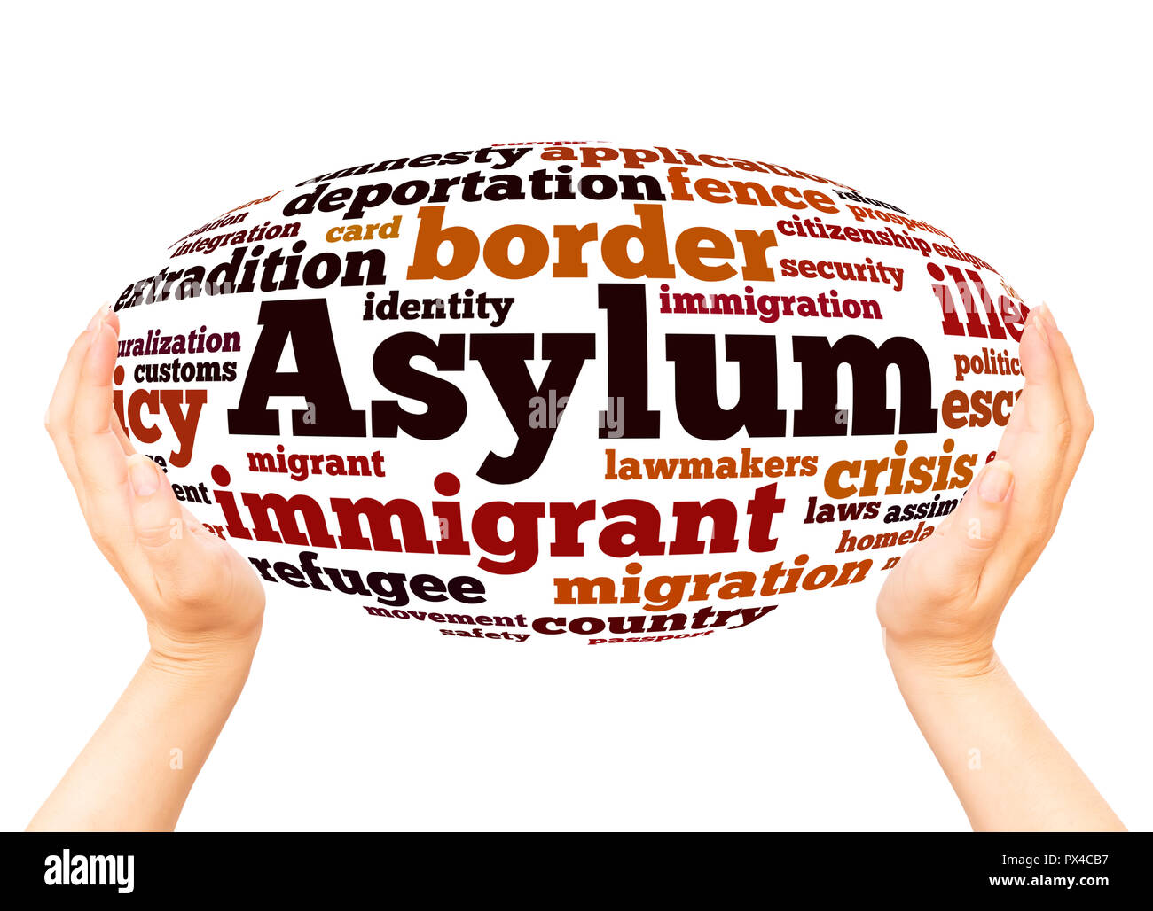 Asylum word cloud hand sphere concept on white background Stock Photo ...