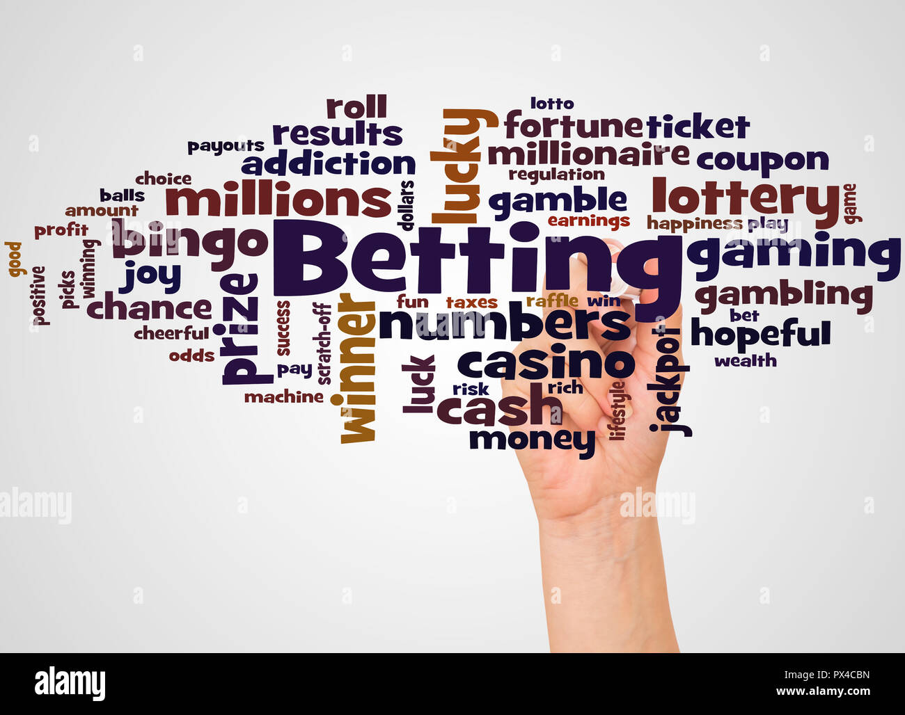 Betting word cloud and hand with marker concept on white background ...