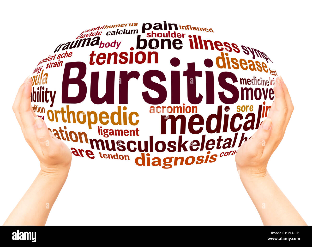 Bursitis word cloud hand sphere concept on white background Stock Photo ...