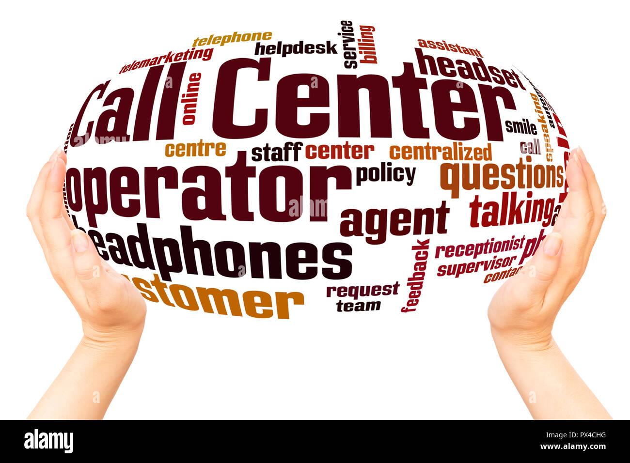 Call center word cloud hand sphere concept on white background Stock ...