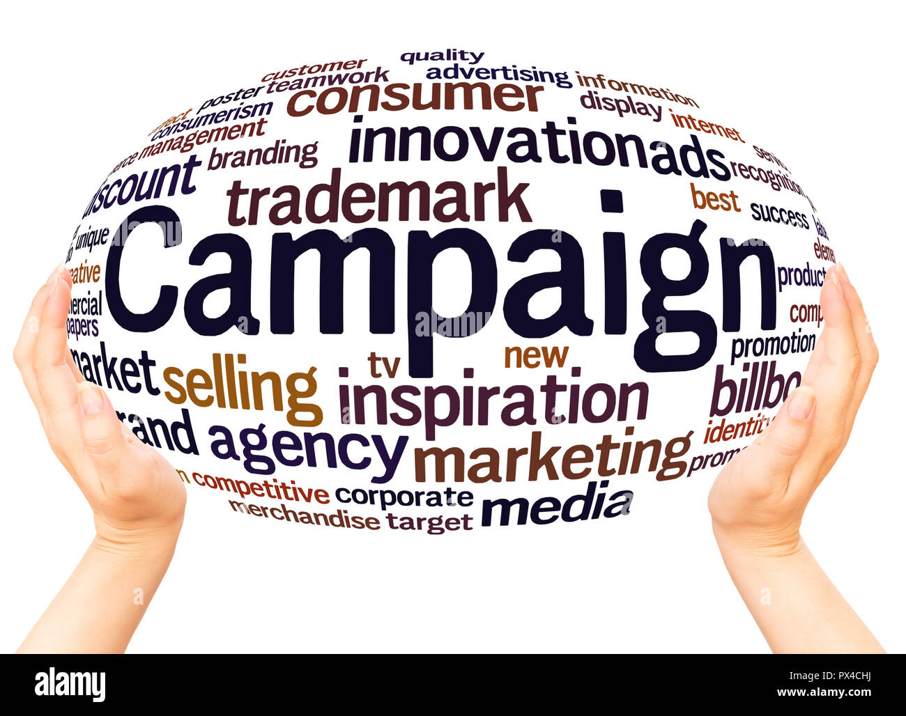 Campaign word cloud hand sphere concept on white background Stock Photo ...