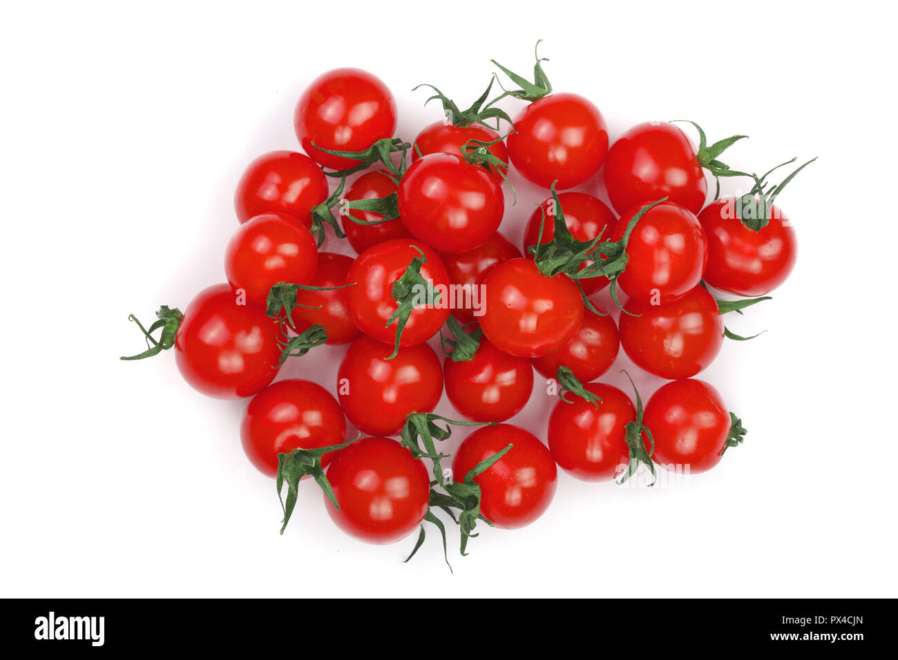 Cherry small tomatoes isolated on white background. Set or collection ...
