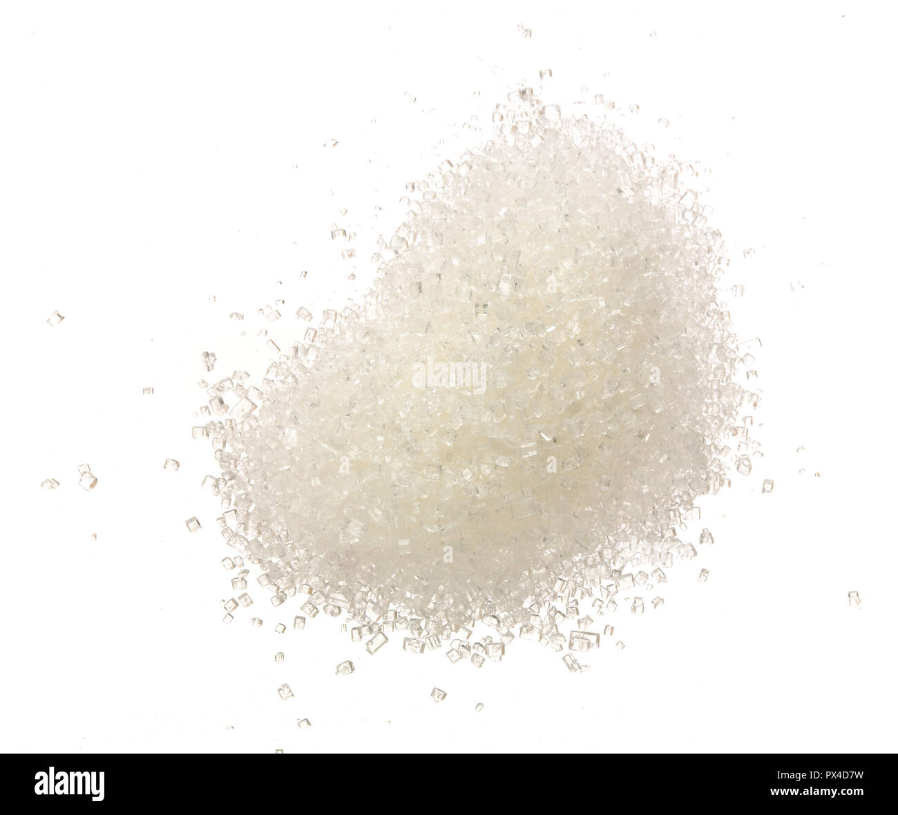 Heap of granulated sugar isolated on white background. Top view. Flat ...