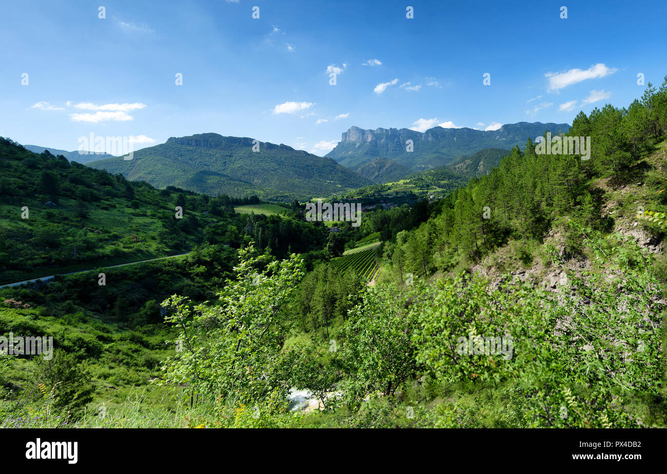 a mountain landscape in the Drome in France Stock Photo - Alamy