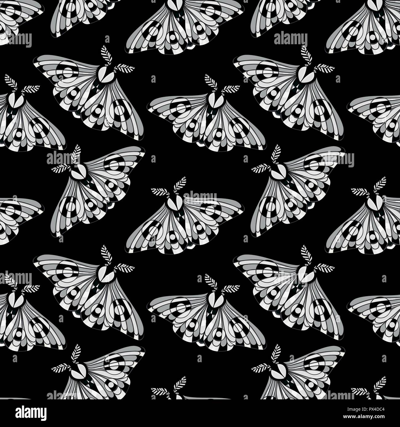 Night moth seamless pattern.. Butterfly pattern. Vector illustration of ...