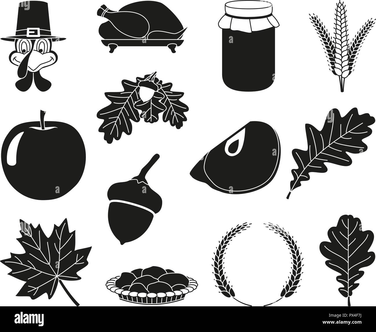 13 black white thanksgiving silhouette elements Stock Vector Image ...