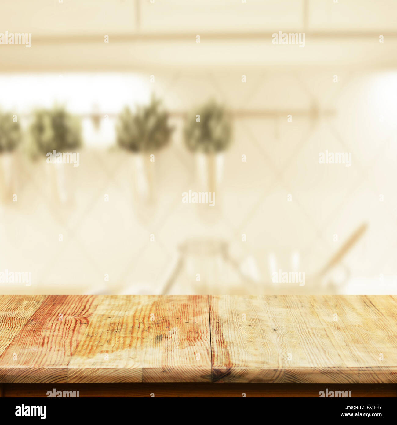 Empty table for display montages Stock Photo - Alamy