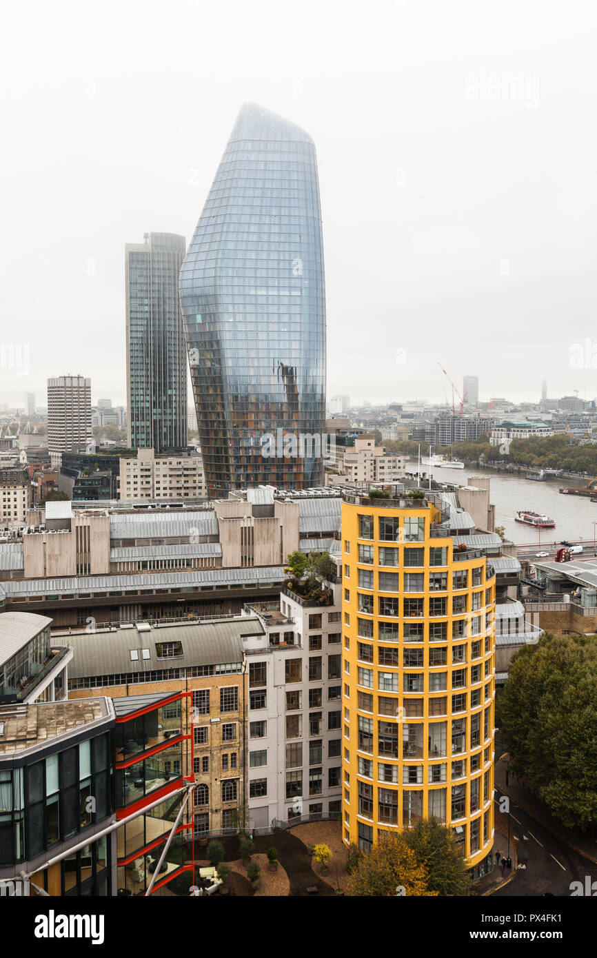 A foggy view of the skyline in London,England,UK showing Bankside Lofts ...