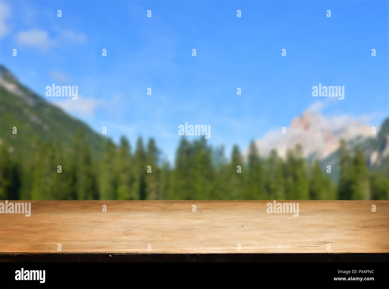 Empty table for display montages Stock Photo - Alamy