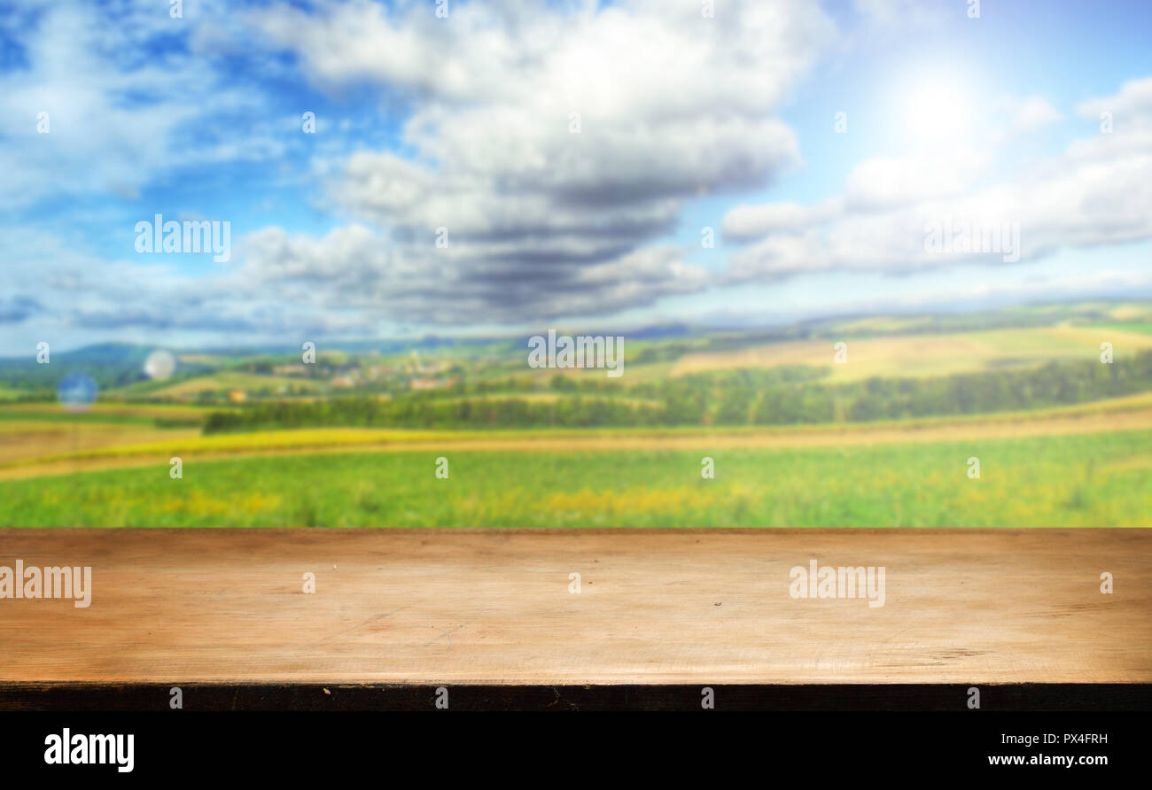 Empty table for display montages Stock Photo - Alamy