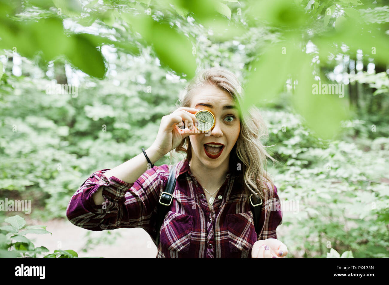 Orienteering compass girl hi-res stock photography and images - Alamy