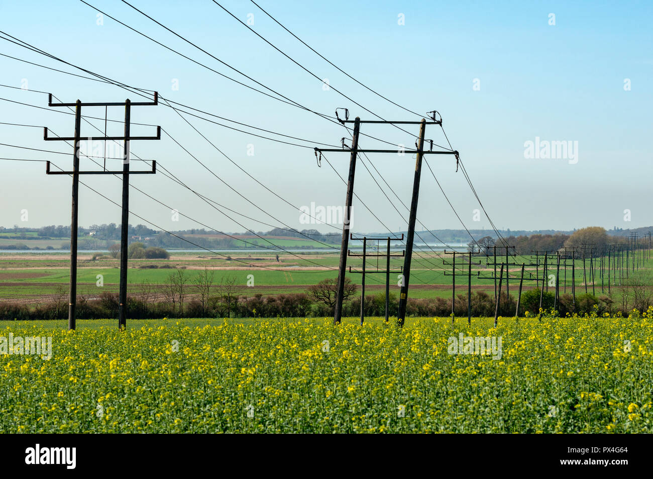 National Grid power lines, Trimley, Suffolk, UK Stock Photo - Alamy