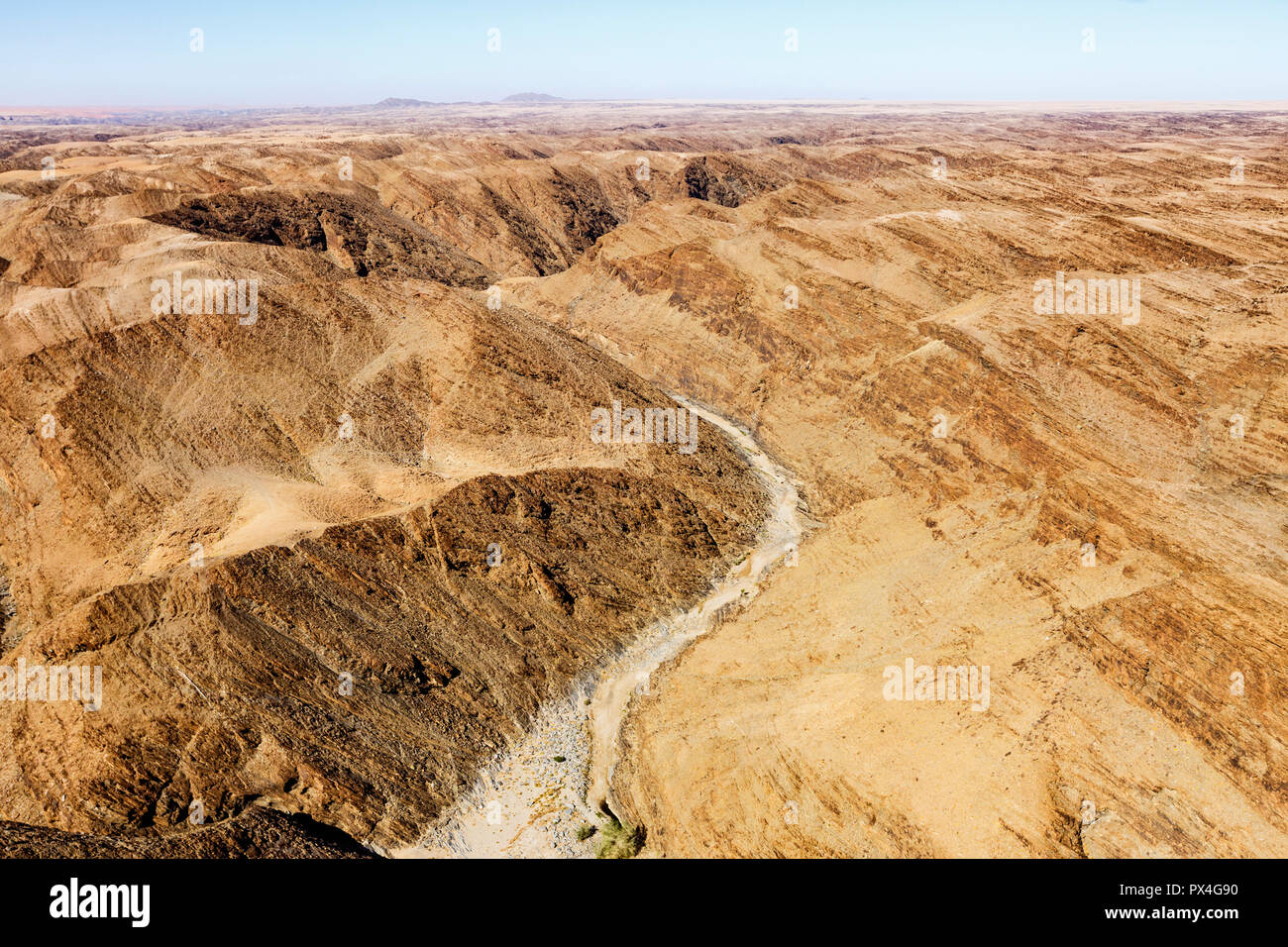 Aerial view, dry river Kuiseb meanders through canyon, Kuiseb Canyon ...