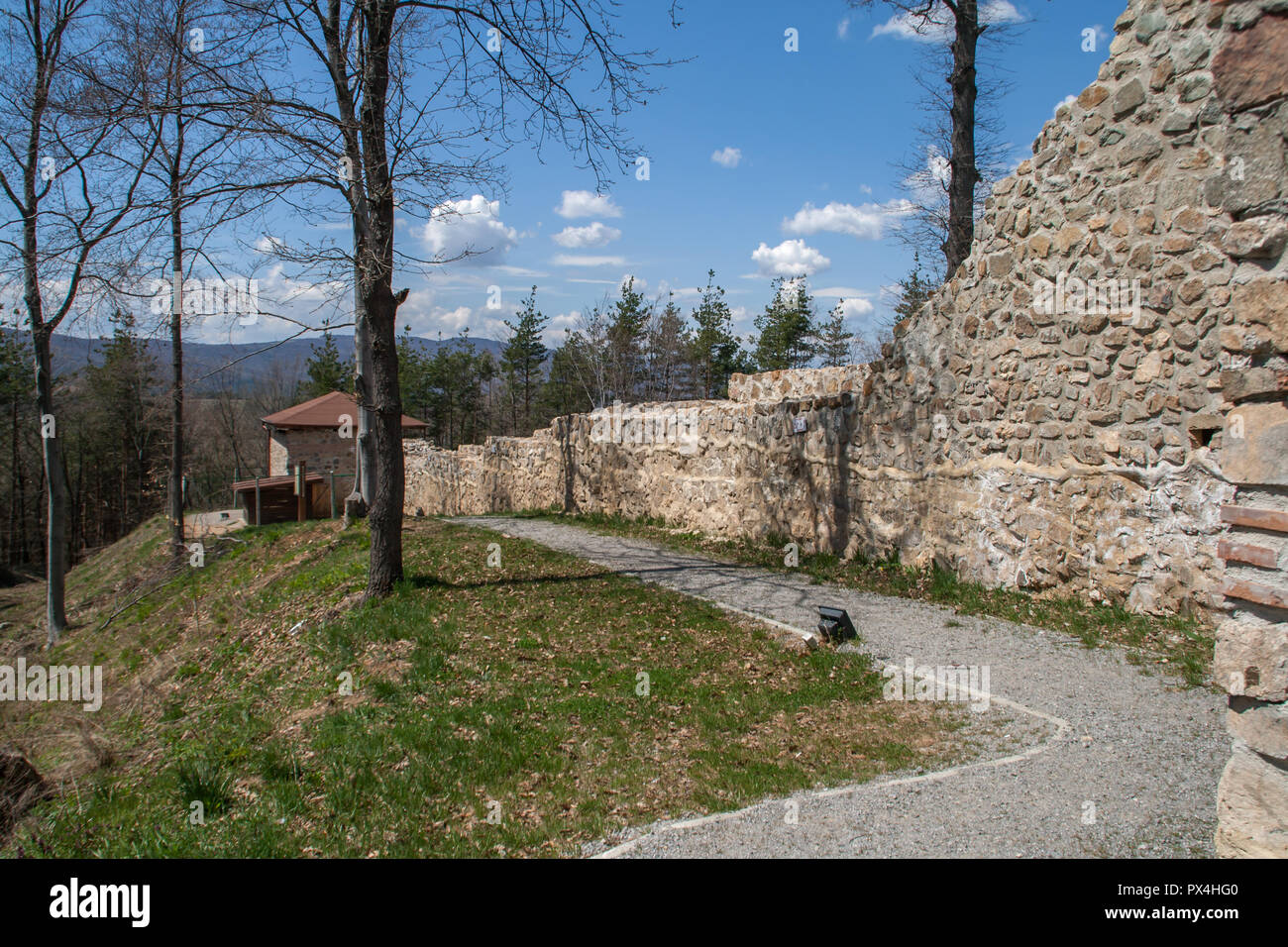 Wall of the Ancient fortress Tsari Mali grad, Sofia Province, Bulgaria ...