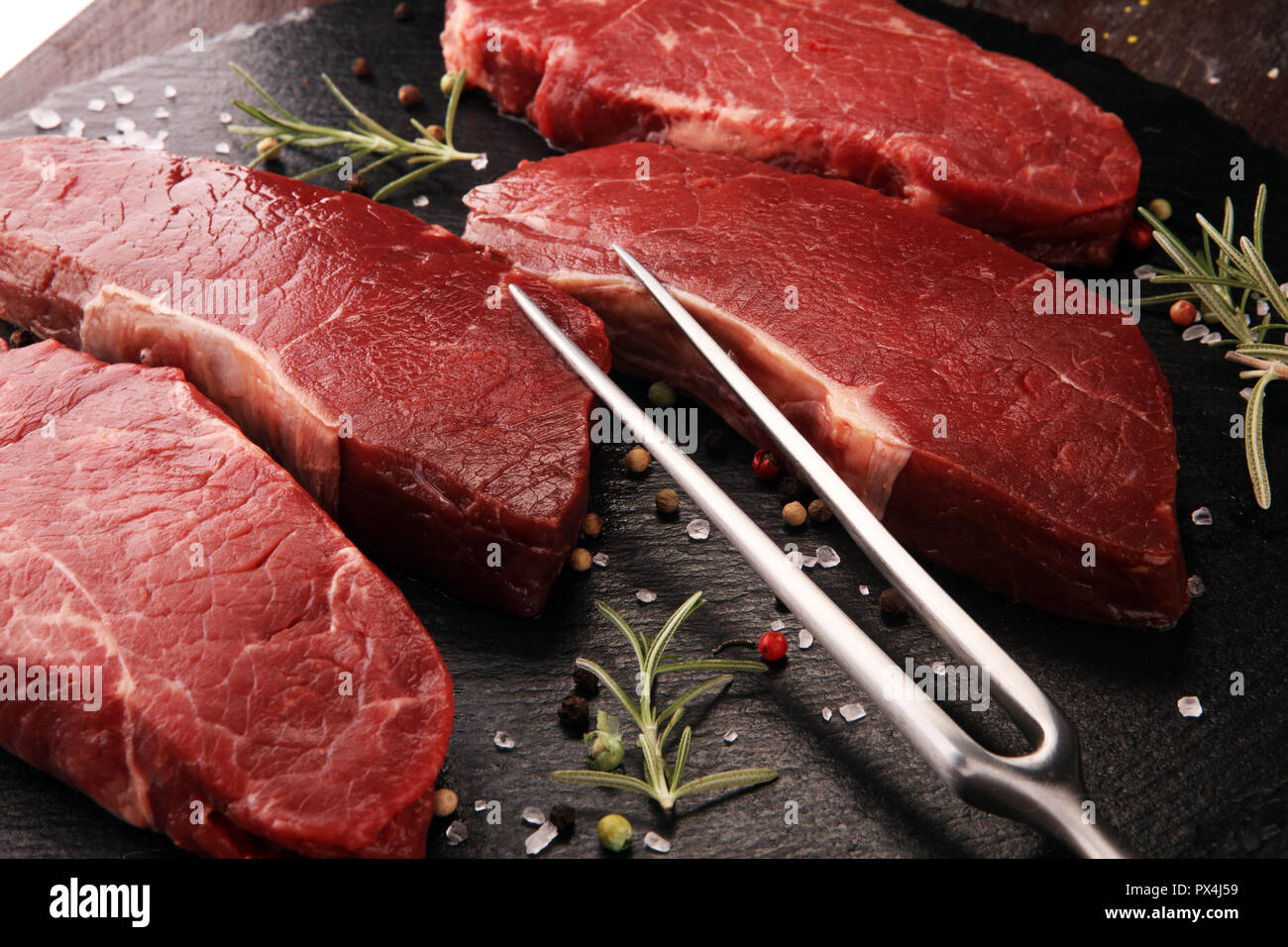 Barbecue rump Steak, dry Aged Steak on rustic background Stock Photo ...