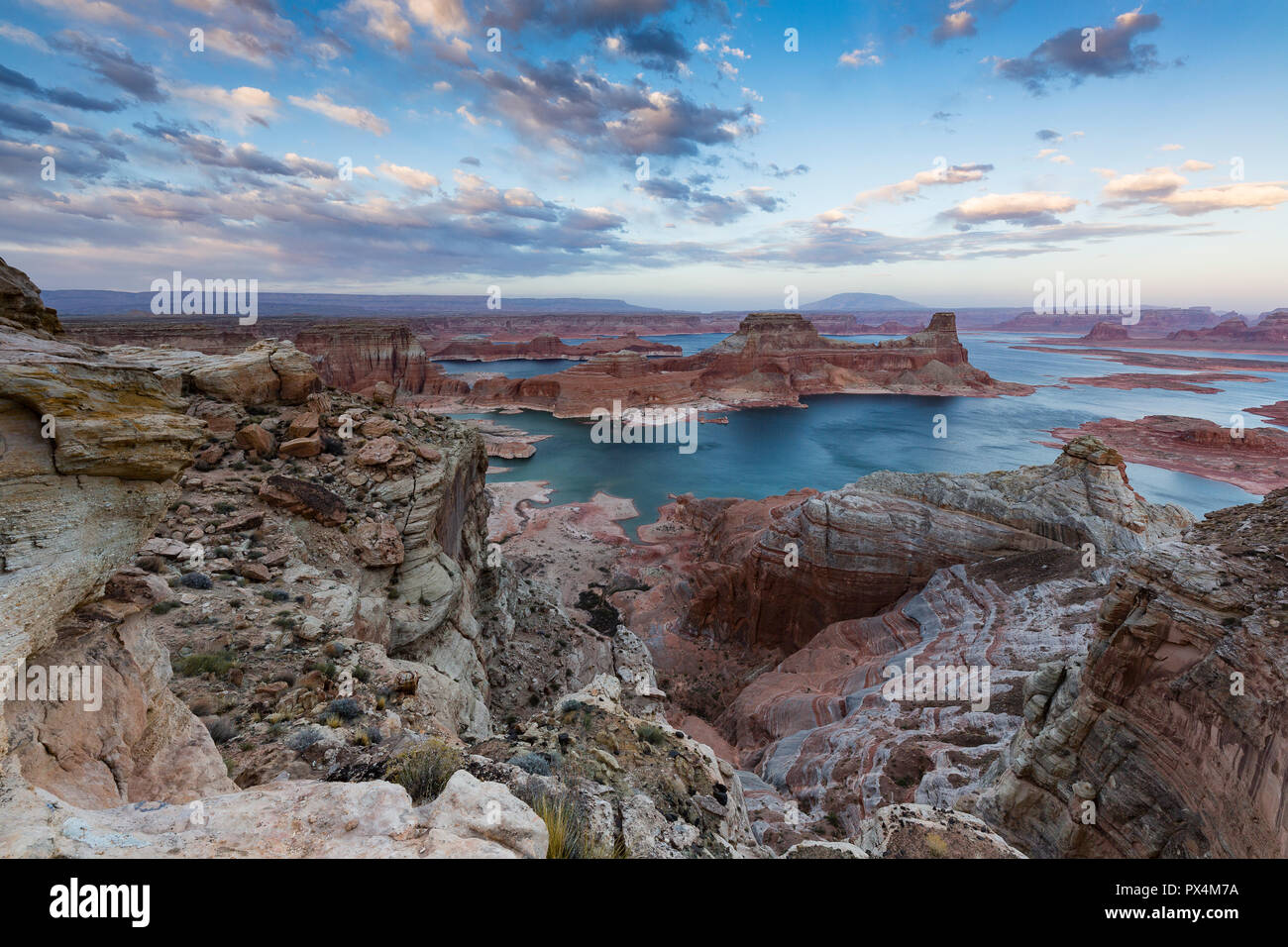 Alstrom Point, AZ, USA. View of Gunsight Bay from towering overlook at ...