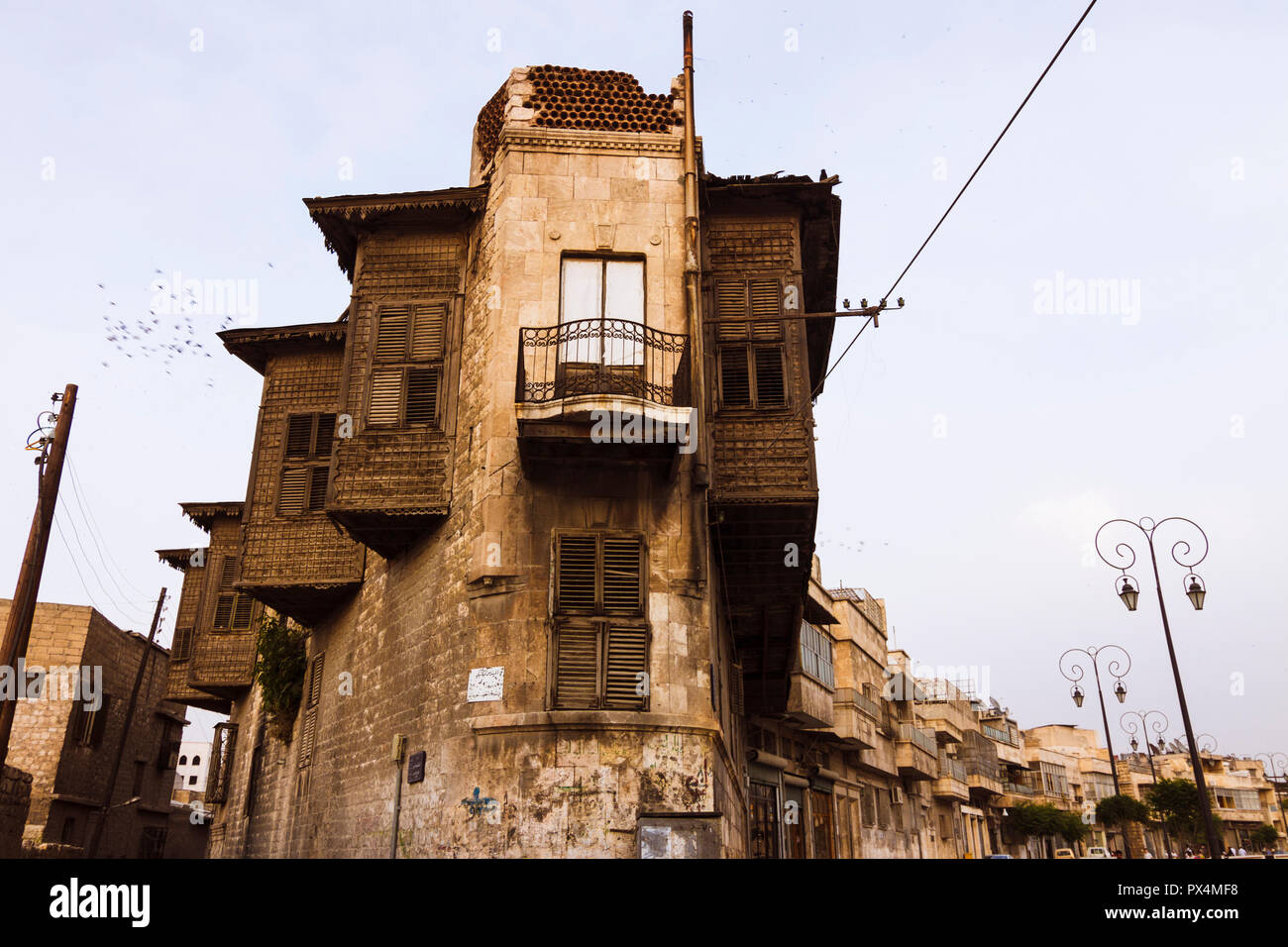 Aleppo, Aleppo Governorate, Syria : Buildings with traditional wooden ...