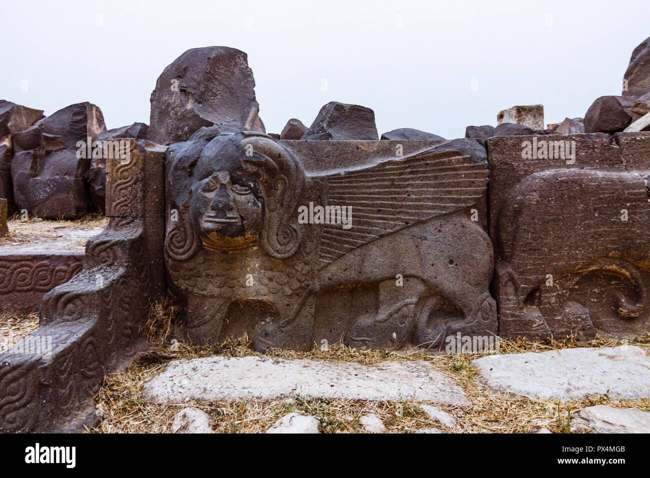 Ain Dara, Afrin, Syria : Basalt sphinx at the ruins of the Hittite ...