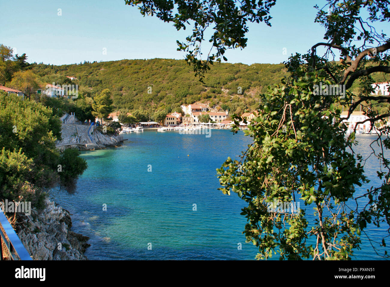 View of Village of Frikes, Ithaca, Ionian island, Greece Stock Photo ...