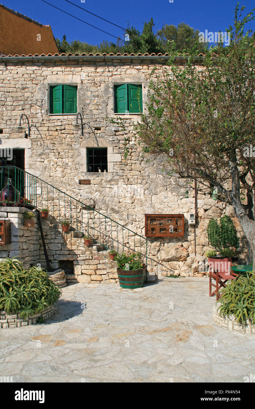 View of Village of Frikes, Ithaca, Ionian island, Greece Stock Photo ...